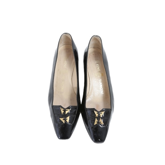 Rene Mancini | Shoes | Rene Mancini Blk Patent Leather Gold Buckle Low ...